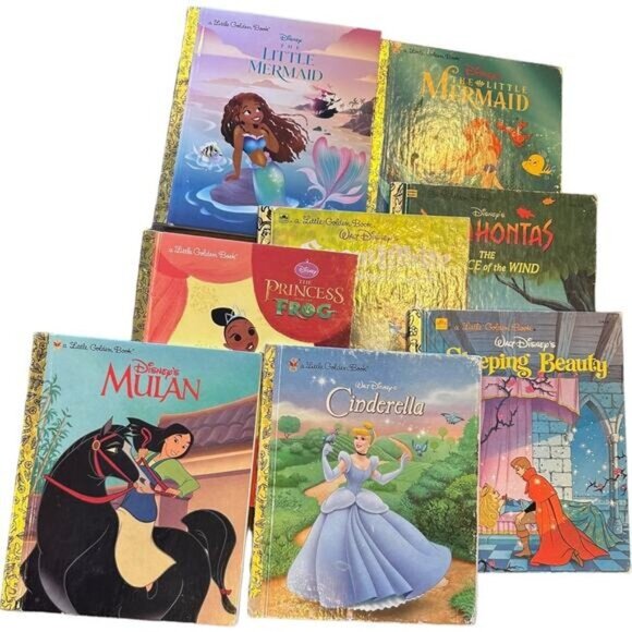 Disney | Toys | Vintage Set Of 8 Little Golden Books Disney Princess ...